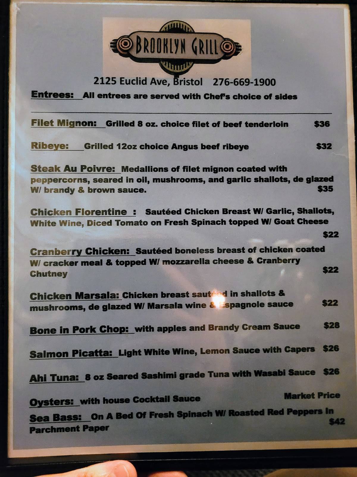 Menu at Brooklyn Grill & Cafe, Bristol