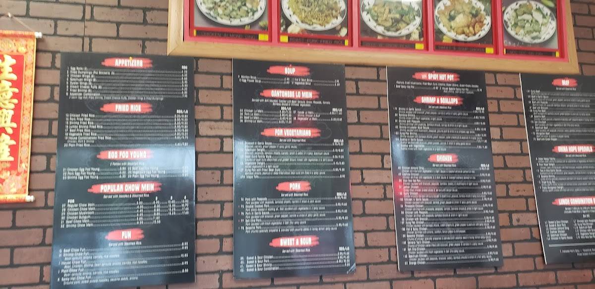 Menu at China Hope restaurant, Brooklyn Park, 85th Ave N