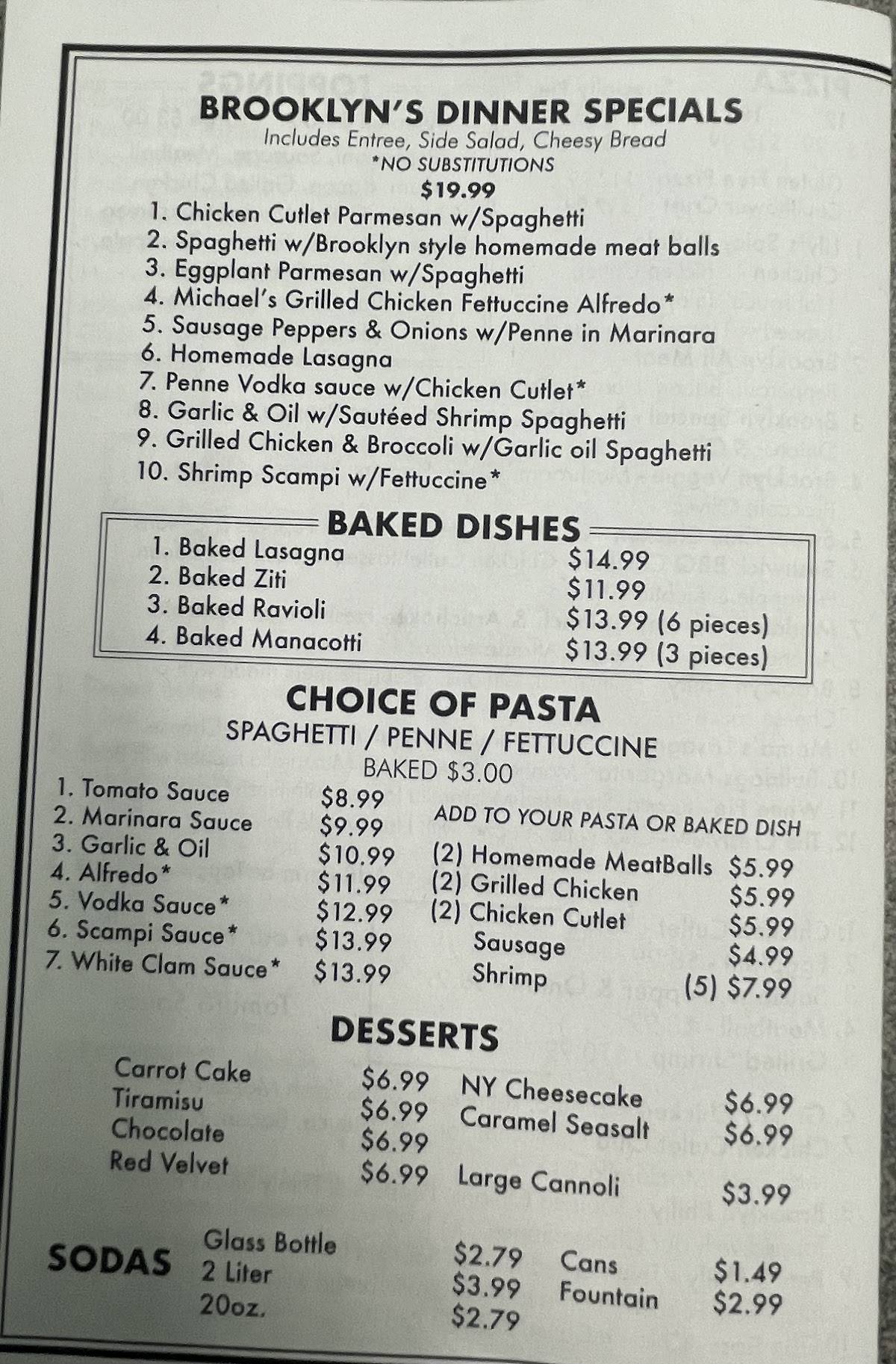 Menu at Brooklyn Pizza pizzeria, Crestview