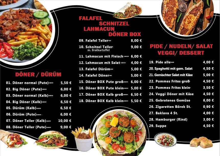Speisekarte von Brothers Kebab restaurant, Nürnberg