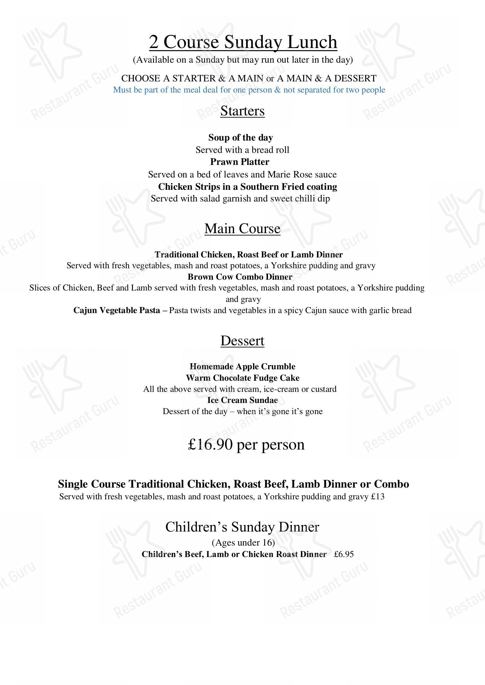 Menu at Brown Cow pub & bar, Dalton-in-Furness