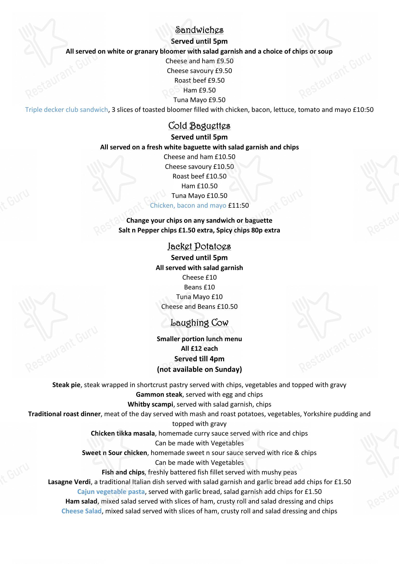 Menu at Brown Cow pub & bar, Dalton-in-Furness