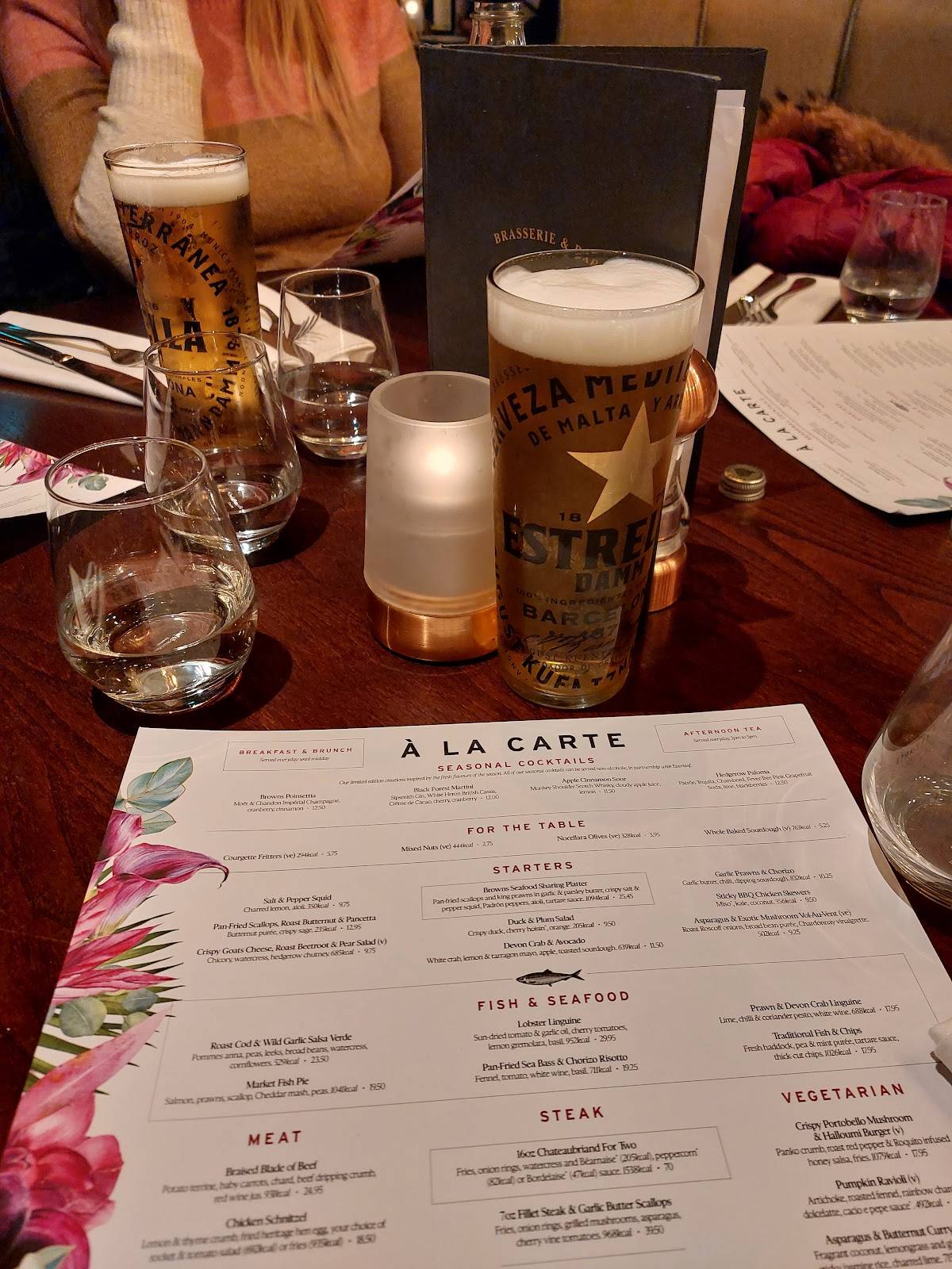 Menu at Browns Ruislip restaurant, Ruislip