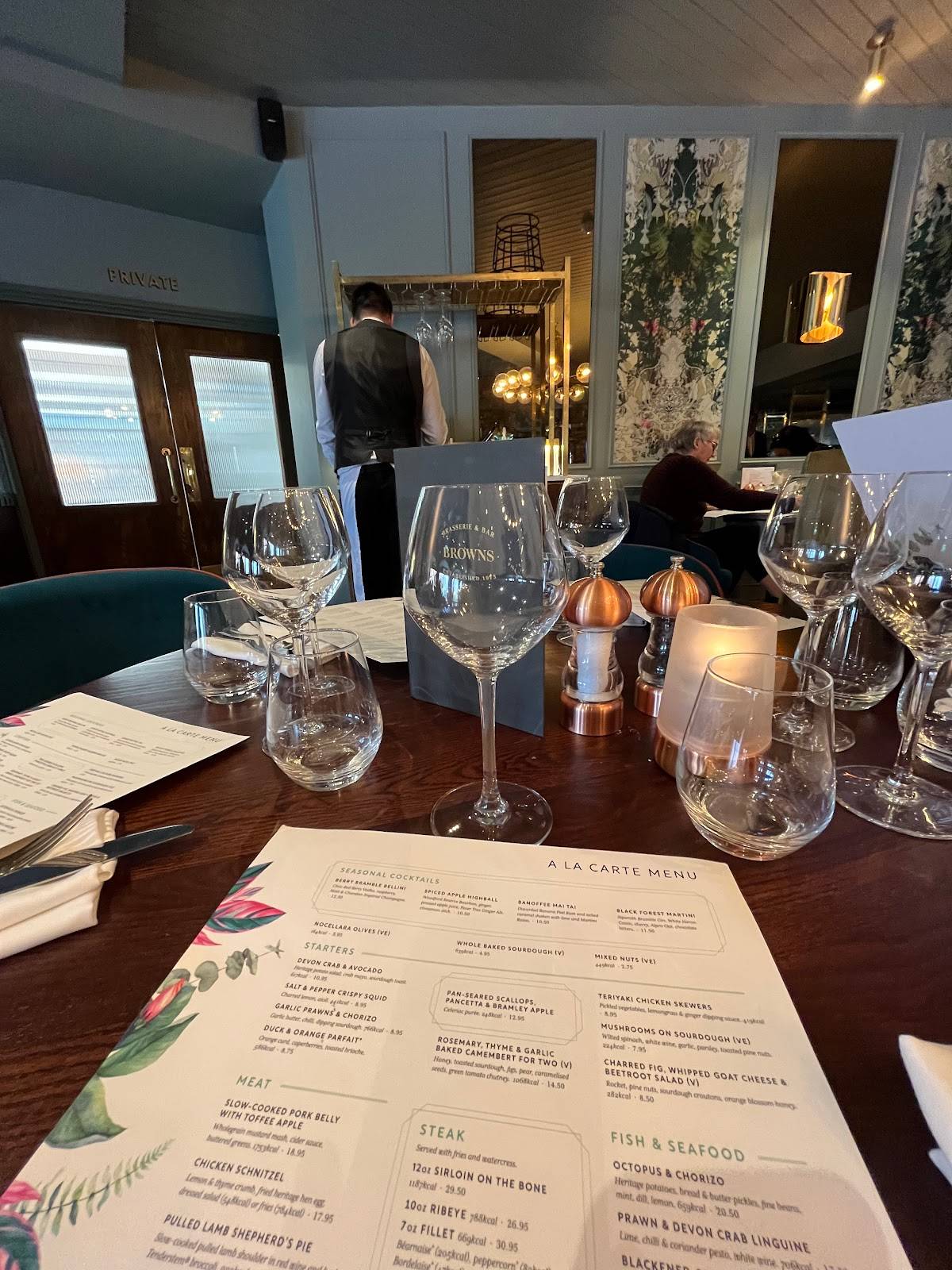 Menu at Browns Ruislip restaurant, Ruislip
