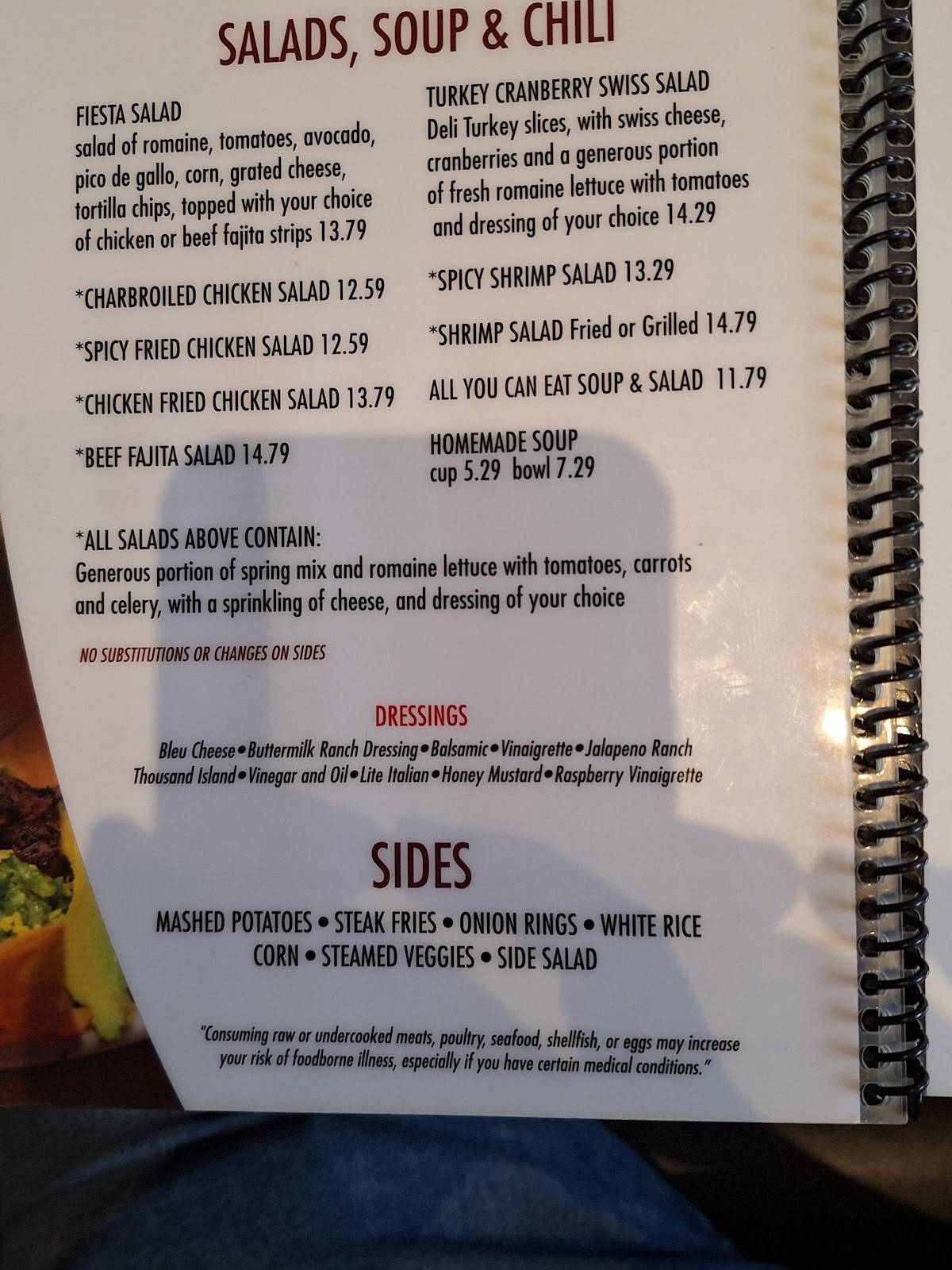 Menu at Vermillion Restaurant and Watering Hole, Brownsville