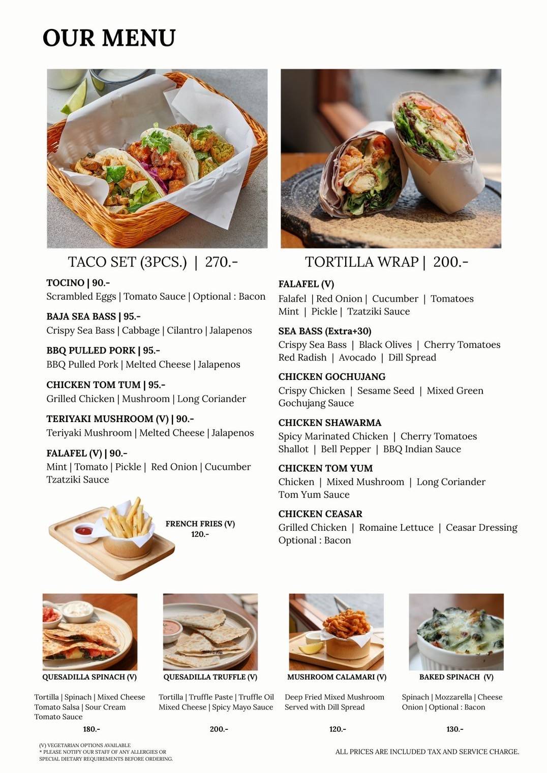 Menu at Bru Cafe, Bangkok