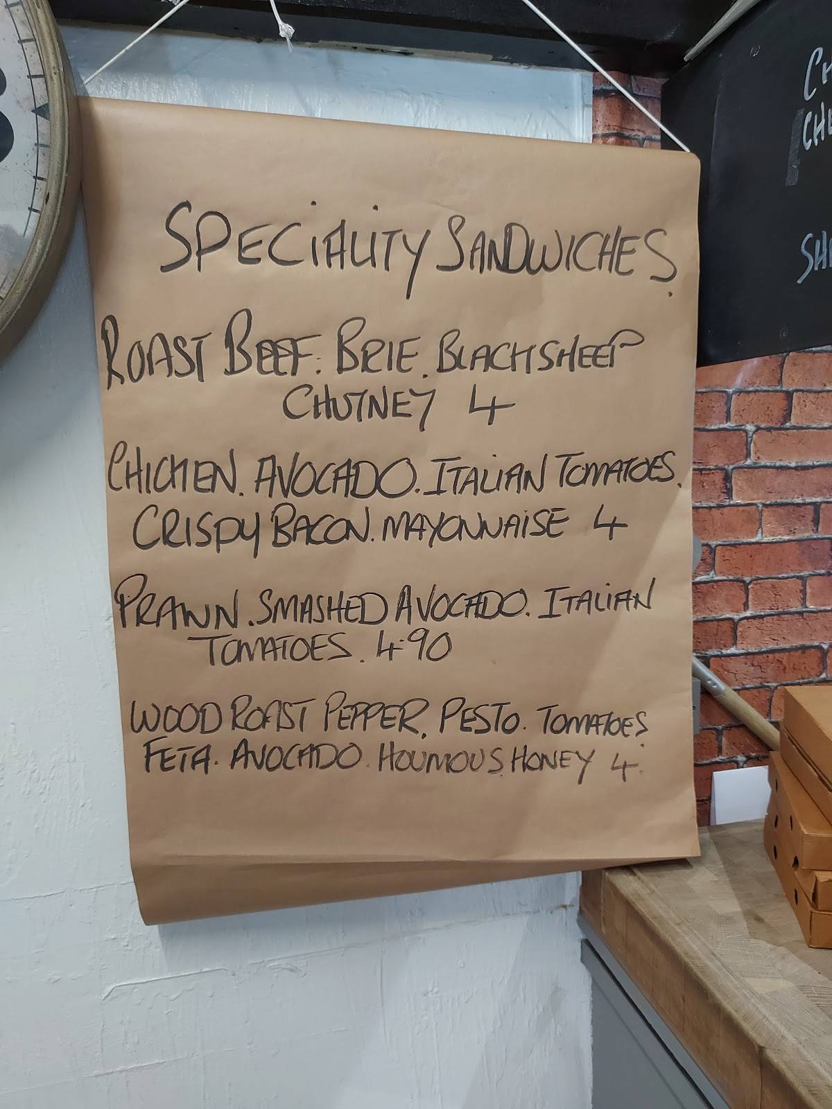 Menu at Bubble & Squeak cafe, Denby Dale
