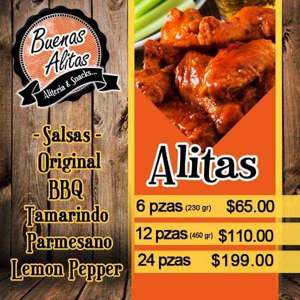 Menu at Buenas Alitas restaurant, Villahermosa