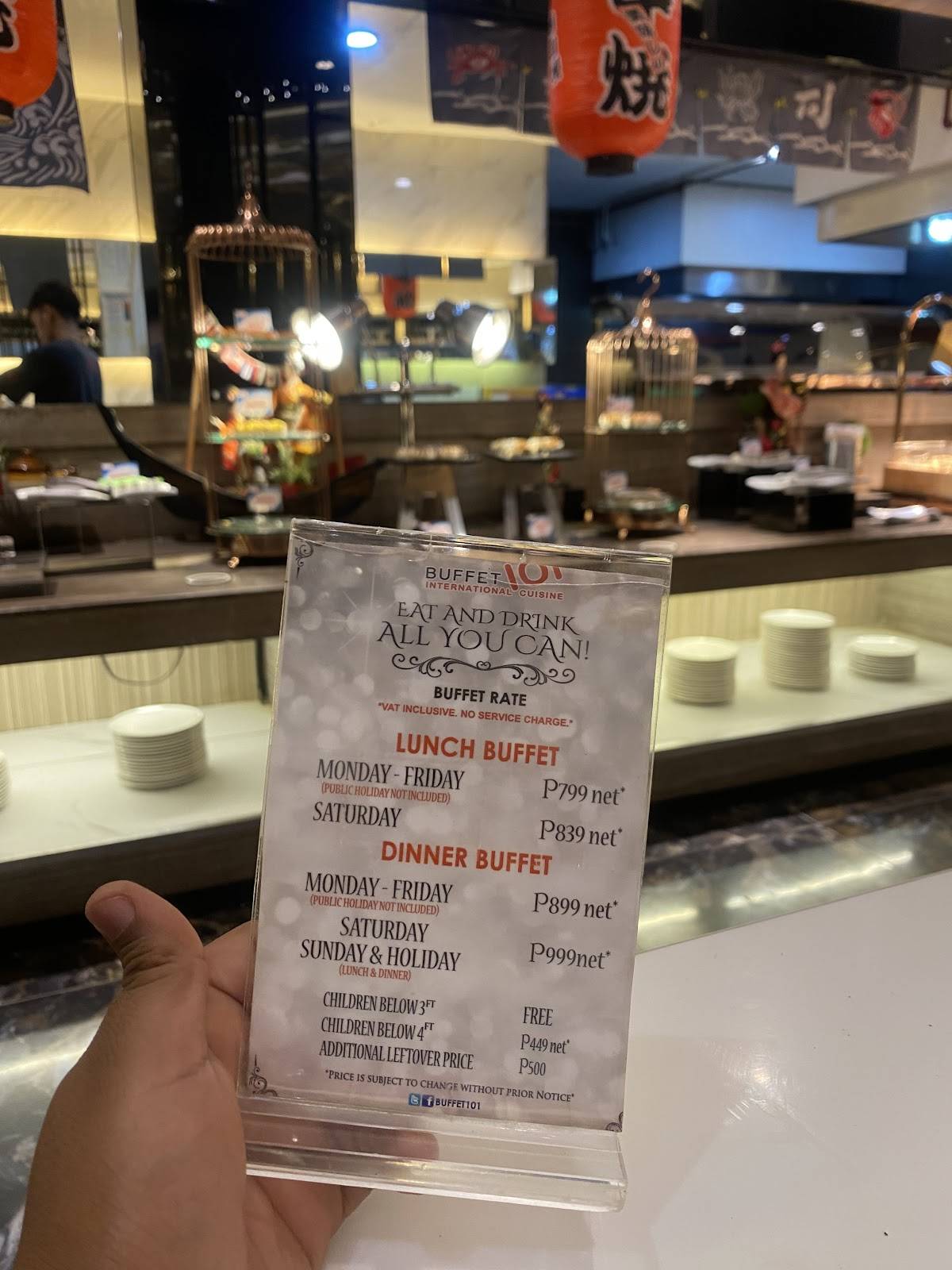 Menu at Buffet 101 restaurant, Mandaue City