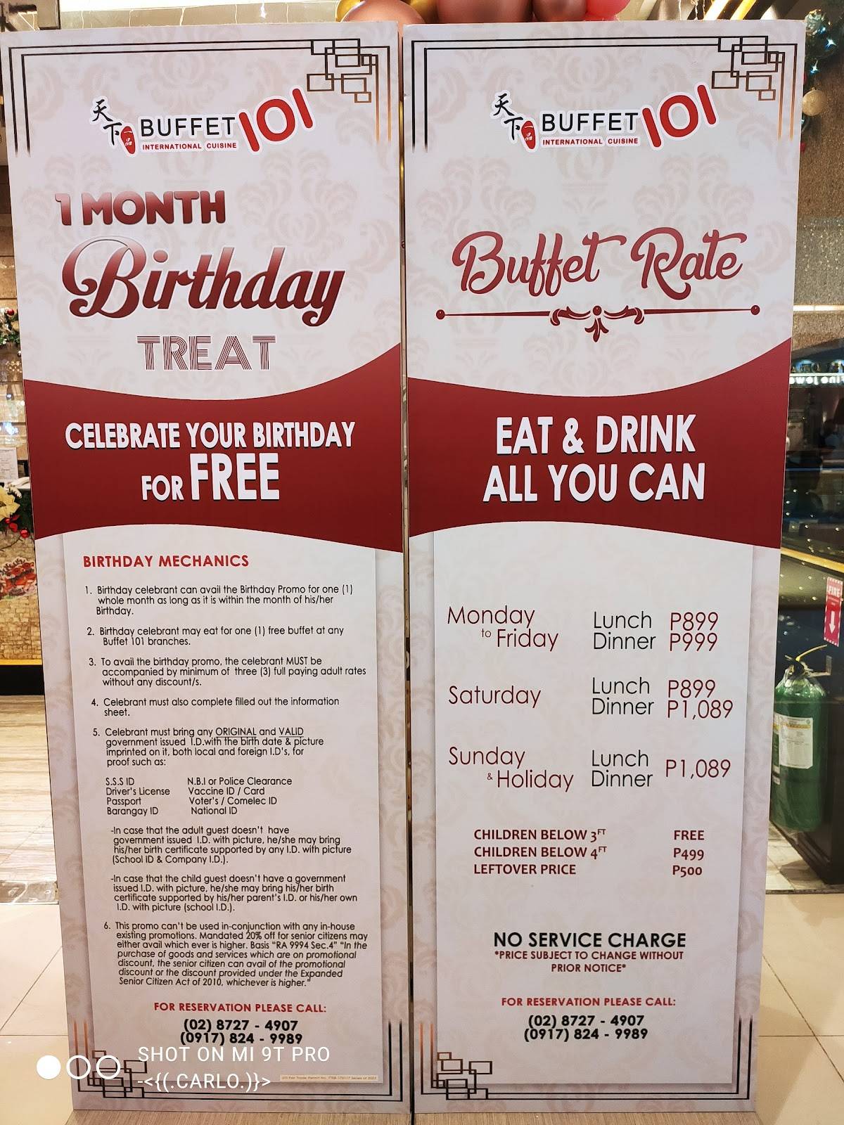 Menu at Buffet 101 Robinsons Magnolia restaurant, Quezon City, Level 2