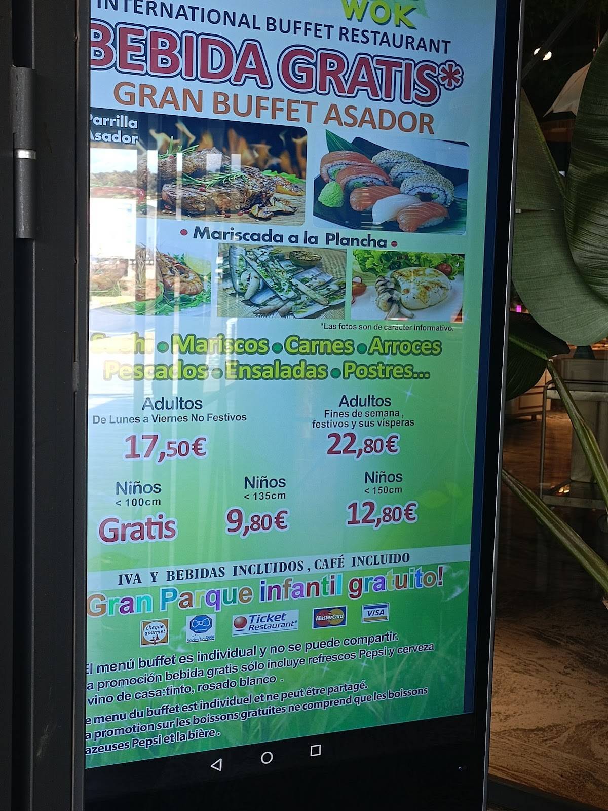 Menu at Buffet libre Amazonia Wok restaurant, La Jonquera