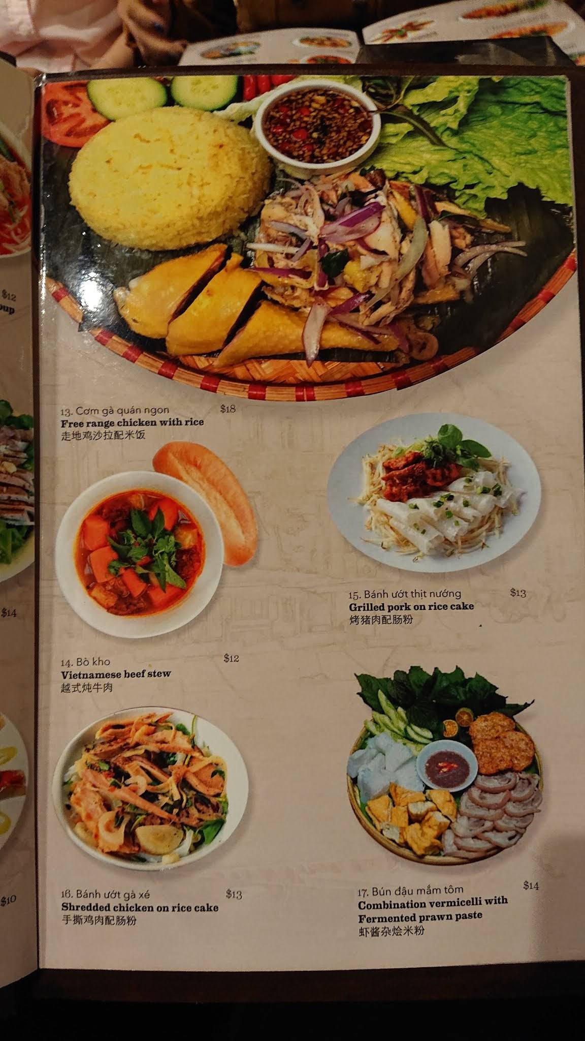 Menu at Bún Ngon restaurant, Springvale