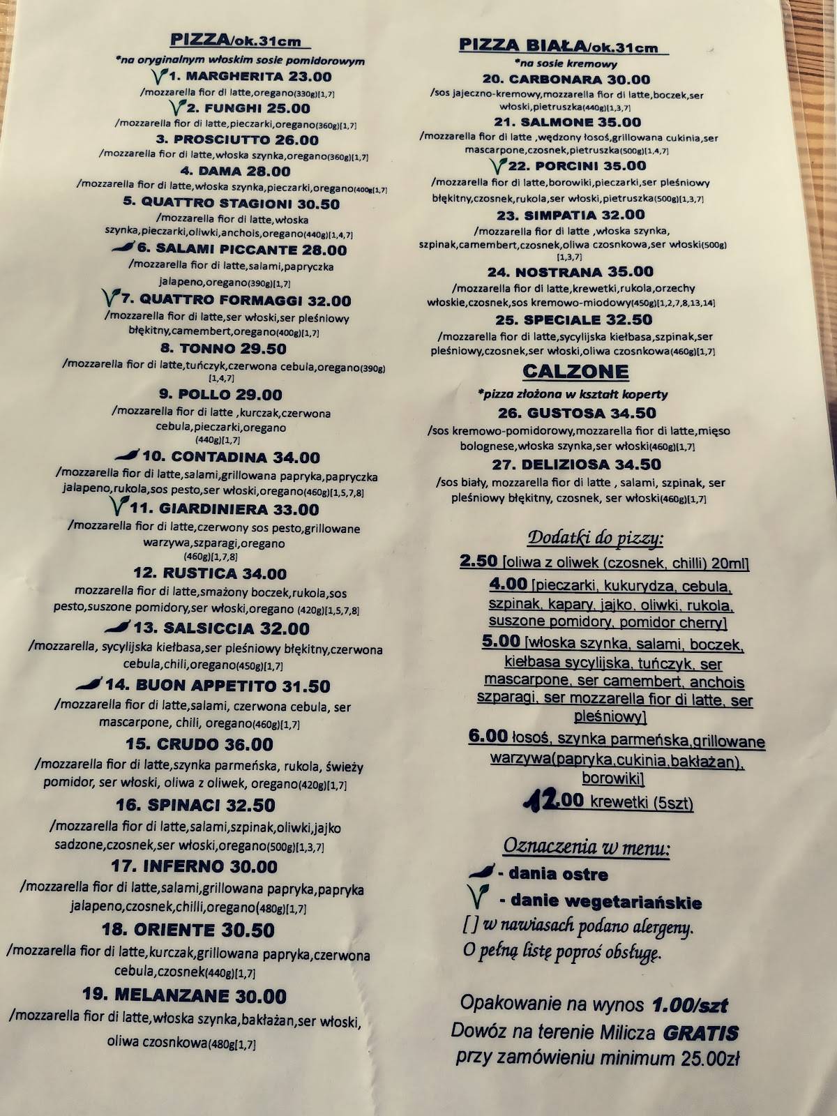 Menu at Buon Appetito - U WŁOCHA restaurant, Milicz