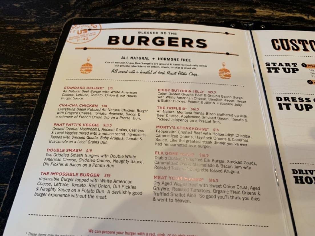 Menu at Burgatory pub & bar, Robinson Township