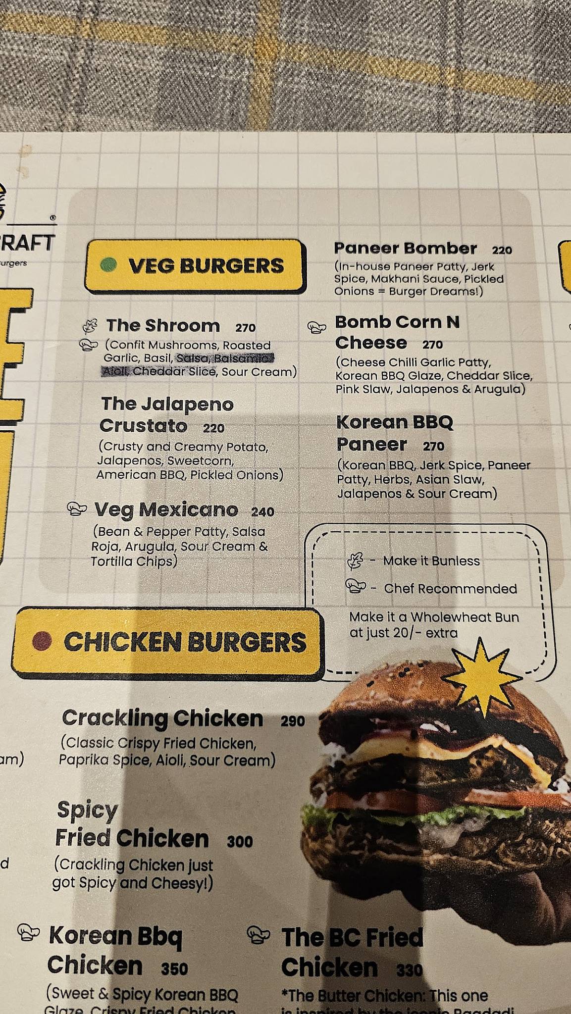 Menu at Burger Craft, Pune, Stellar Enclave