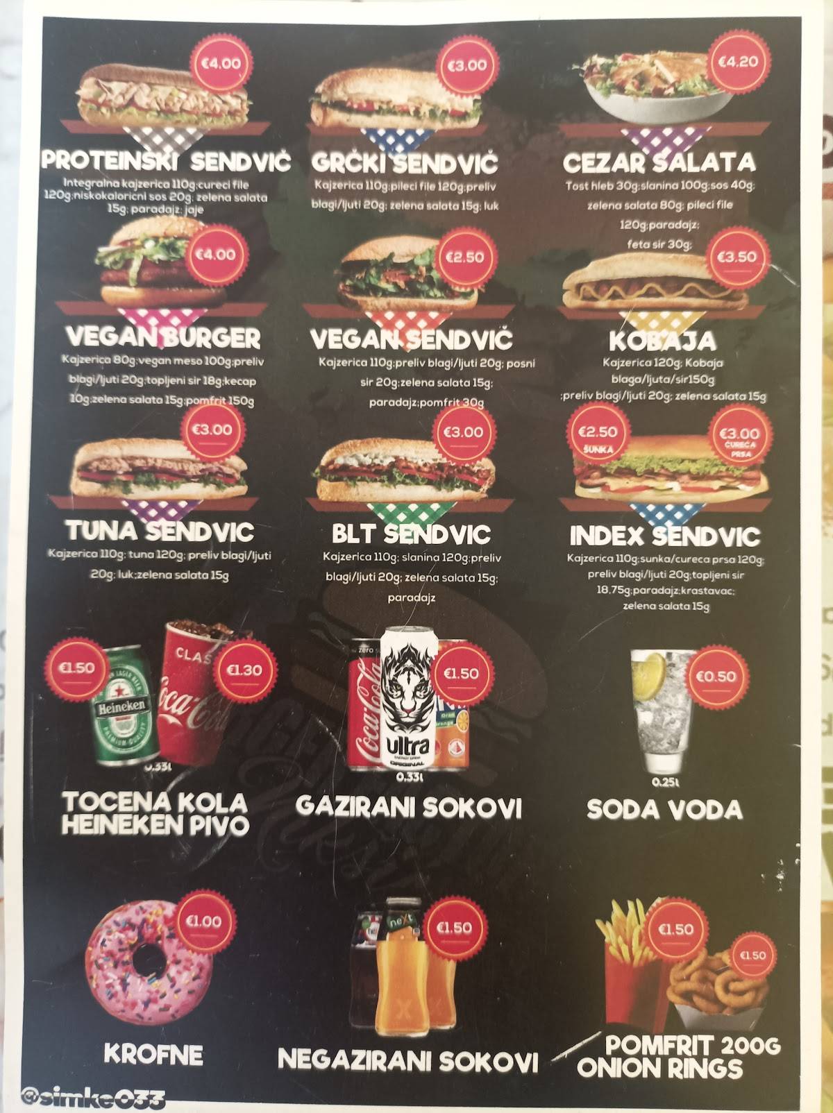 Menu at Burger FACTORY restaurant, Niksic
