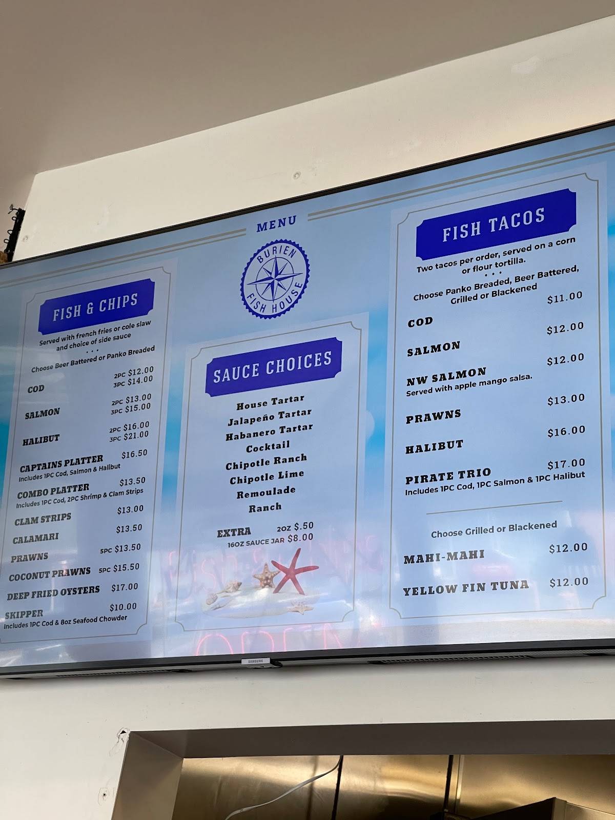Menu at Burien Fish House restaurant, Burien