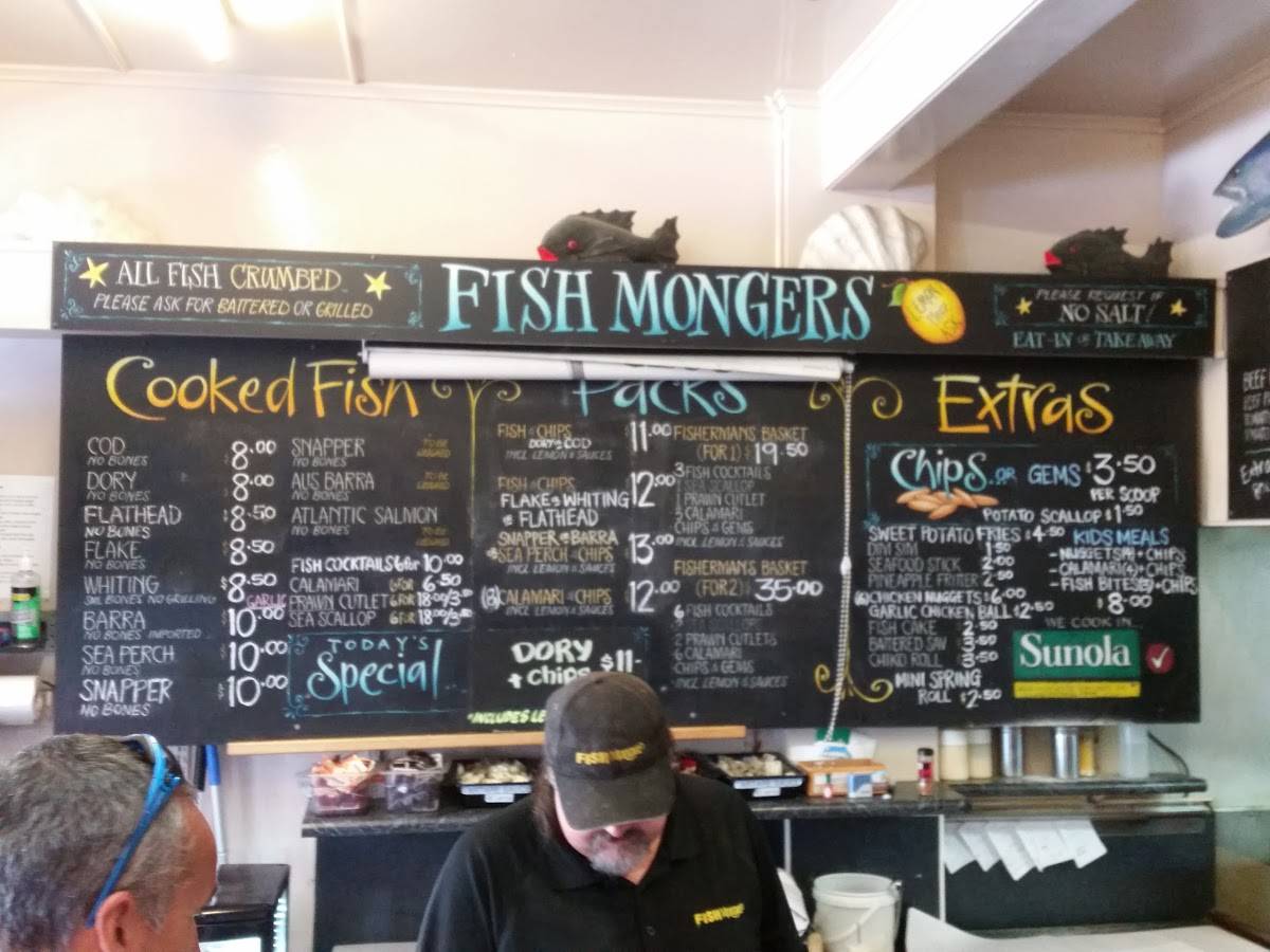 Menu at Burleigh Heads Fishmongers restaurant, Burleigh Heads
