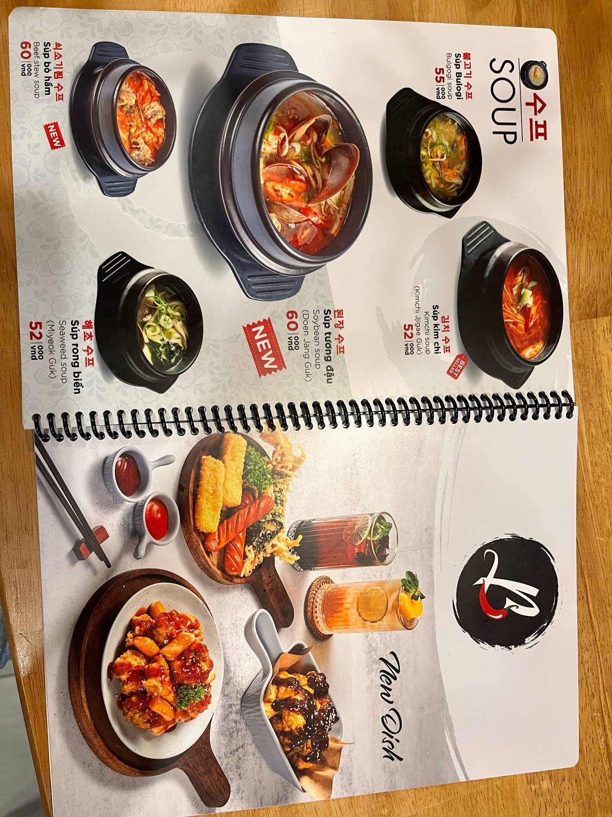 Menu at Busan Korea Food restaurant, Ho Chi Minh City, 25 Lê Văn Việt