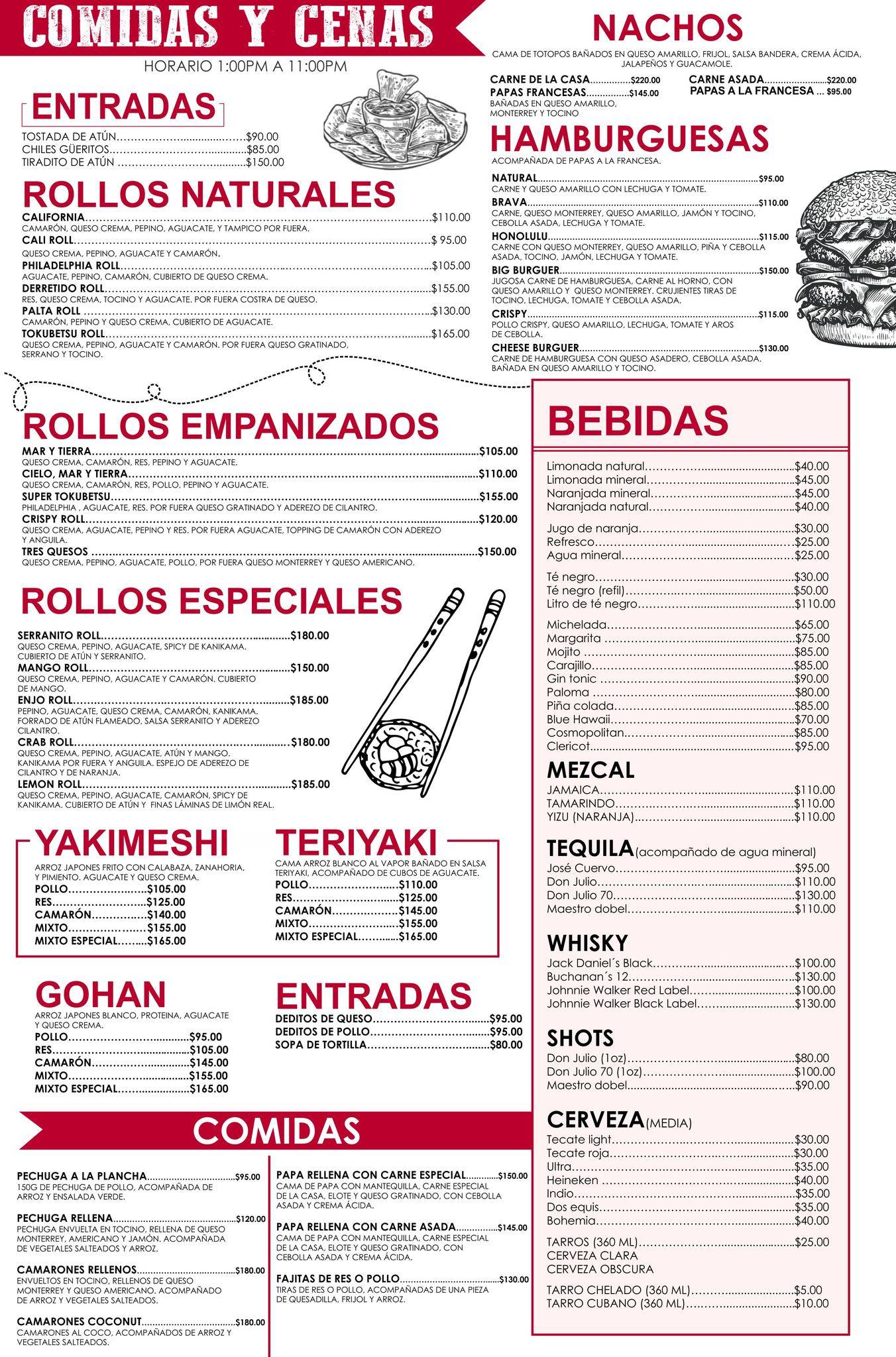 Carta de Casa Rafael Restaurante, Ciudad Constitución