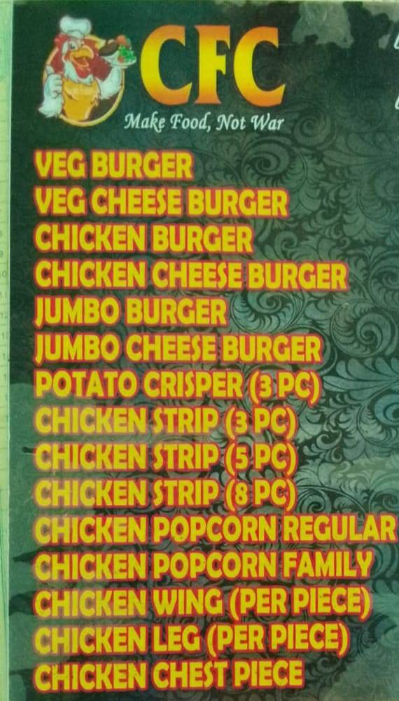 Menu at CFC and Restaurant, Baripada