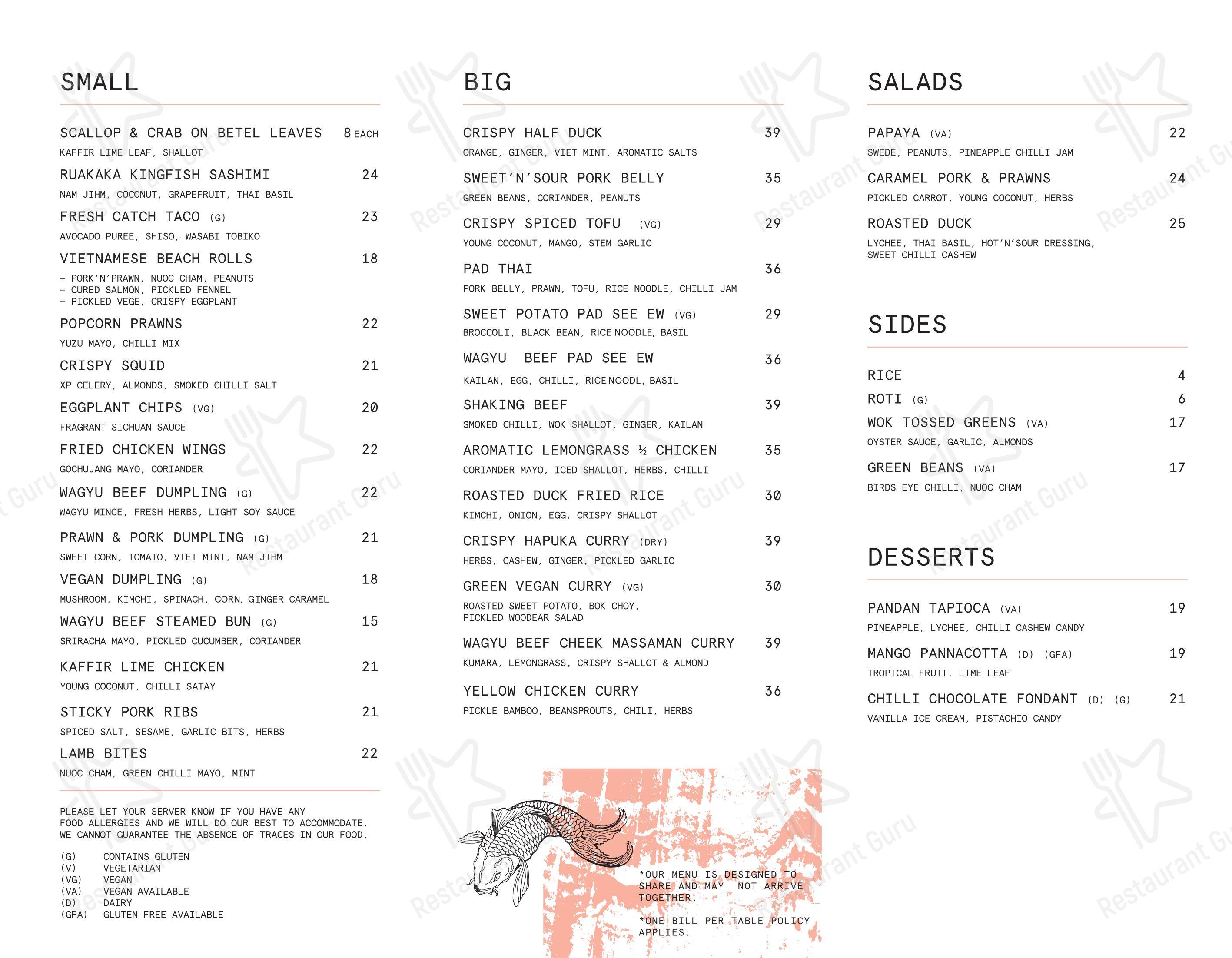Menu at CHEEK AND CHONG restaurant, Orewa