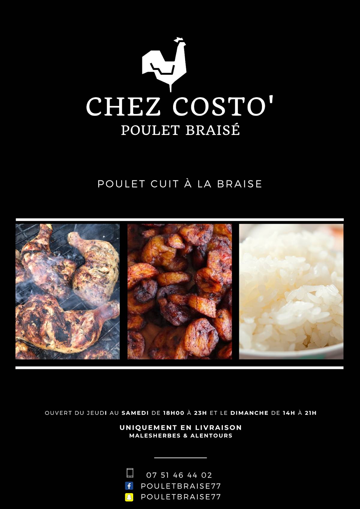 Menu au CHEZ COSTO' POULET BRAISE restaurant, Buthiers