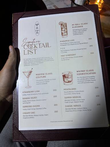 Menu at CJ’s Bar, Central Jakarta, Hotel Mulia