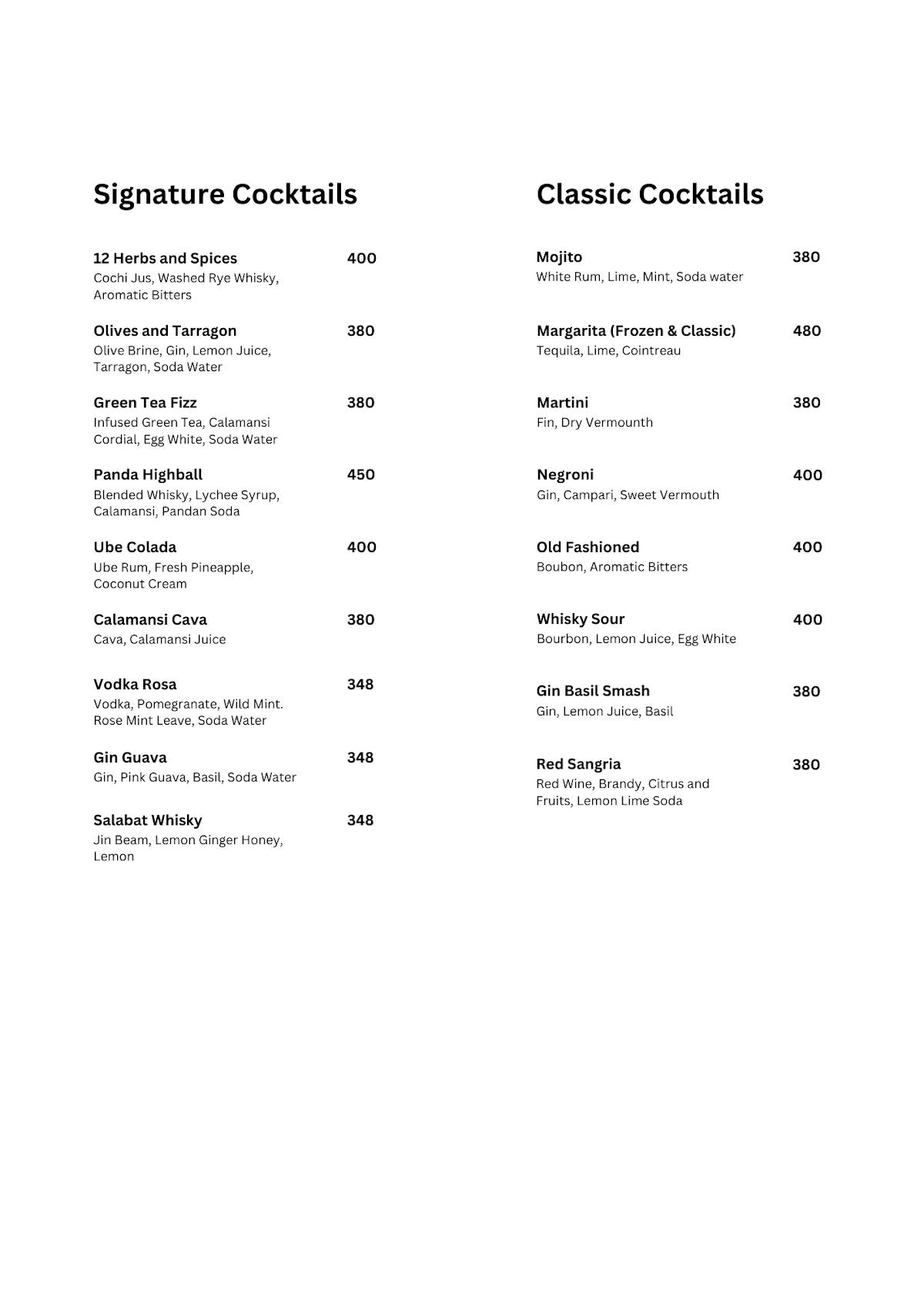 Menu at COCHI by Marvin Agustin restaurant, Taguig