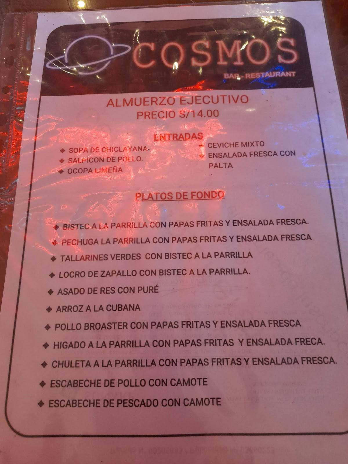 Carta de COSMOS BAR RESTAURANTE, Lima