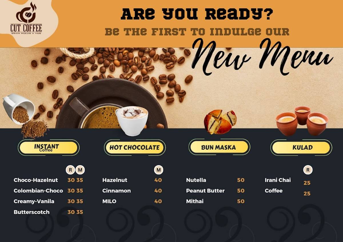 Menu at Cut Coffee, Bengaluru