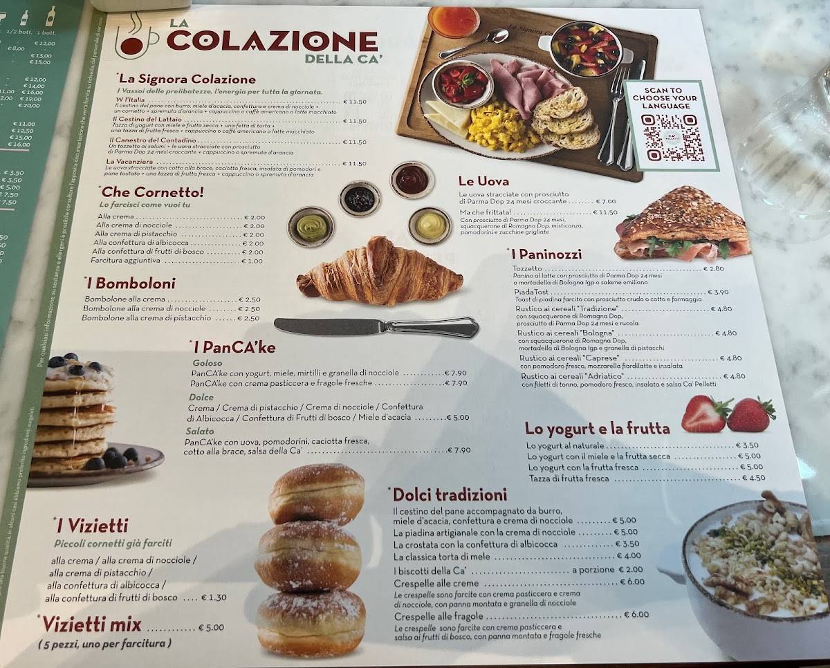 Menu at Ca' Pelletti Firenze restaurant, Florence
