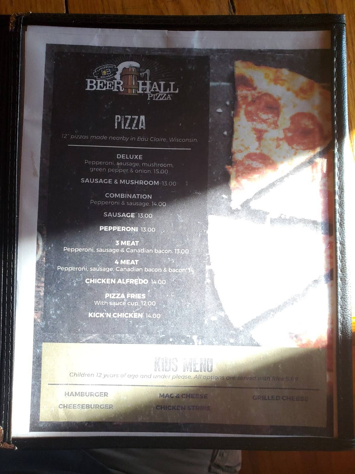 Menu at Cabaret Webb Lake, USA