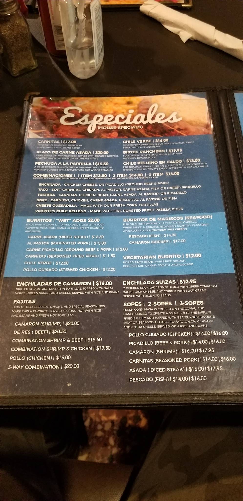 Menu at Cabo Seafood Grill And Cantina restaurant, Oxnard
