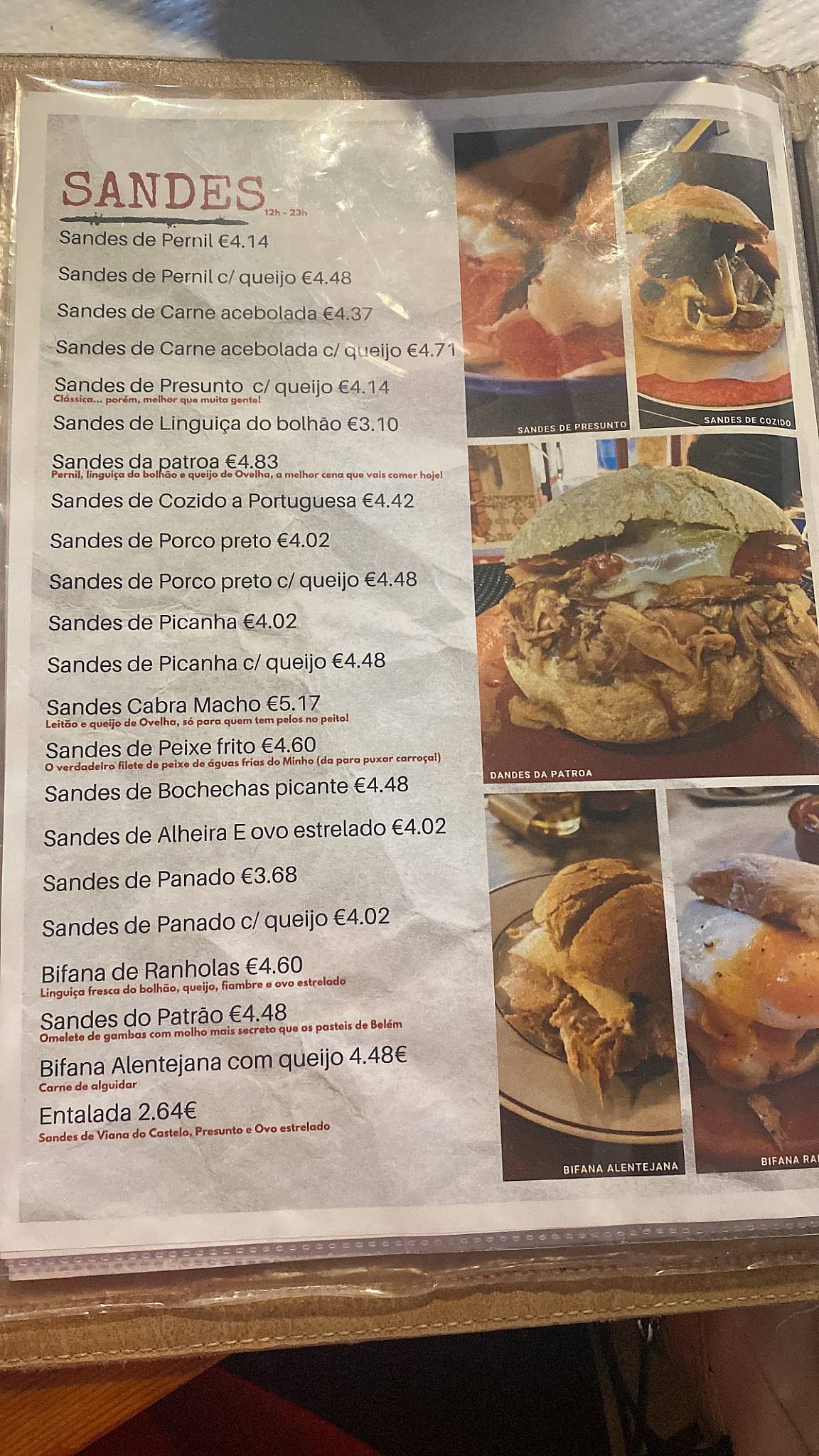 Menu em Cabra Macho restaurante, Sintra