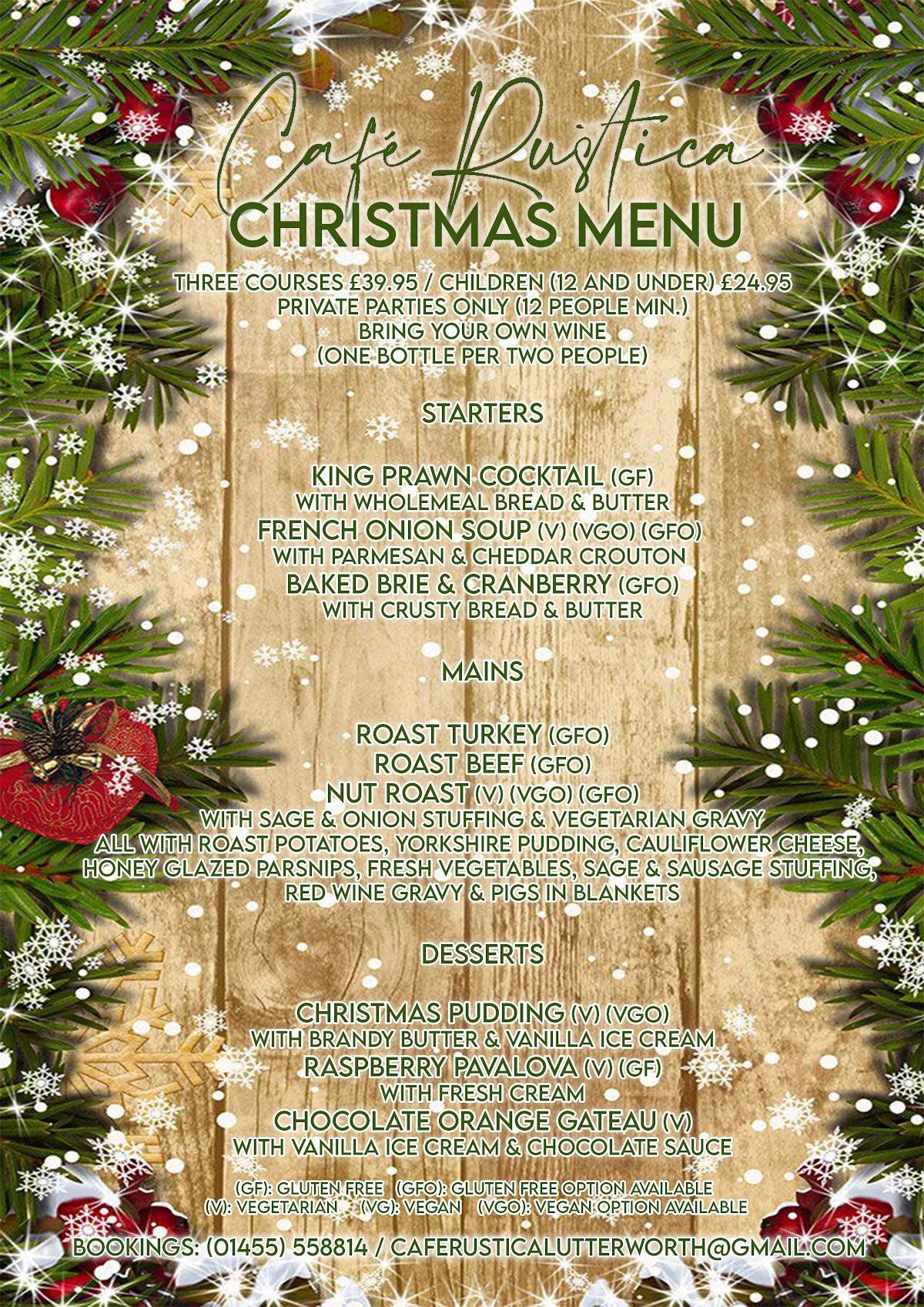 Menu at Café Rustica cafe, Lutterworth