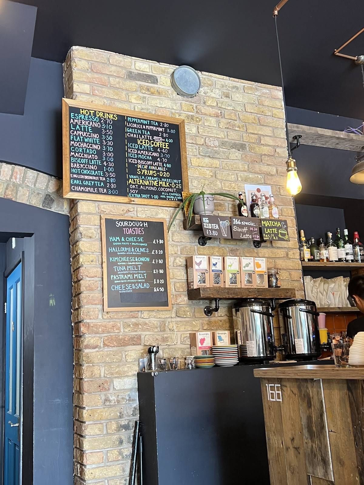Menu at 166 CafeBar, London