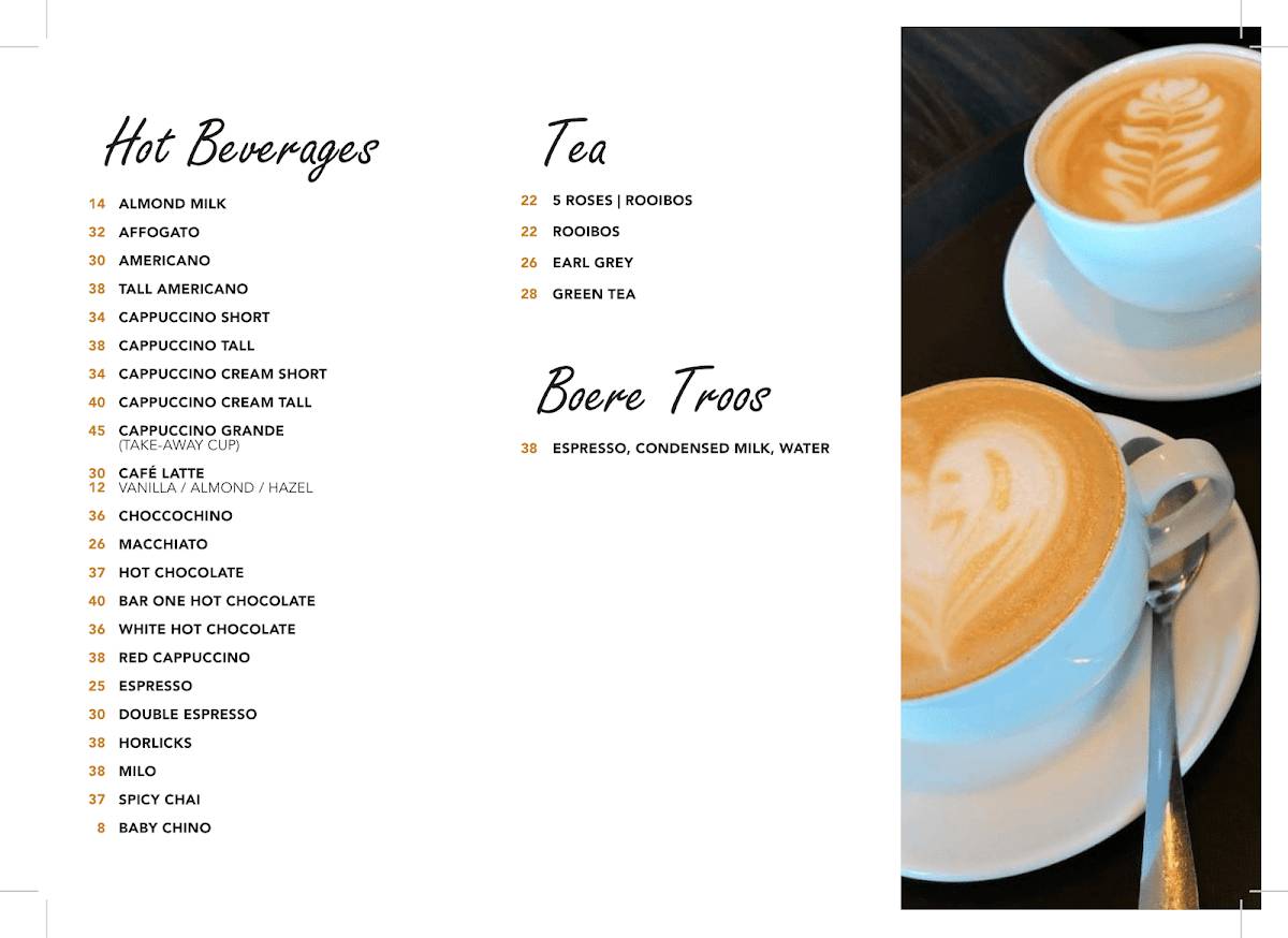 Menu at Café 65 cafe, New Redruth
