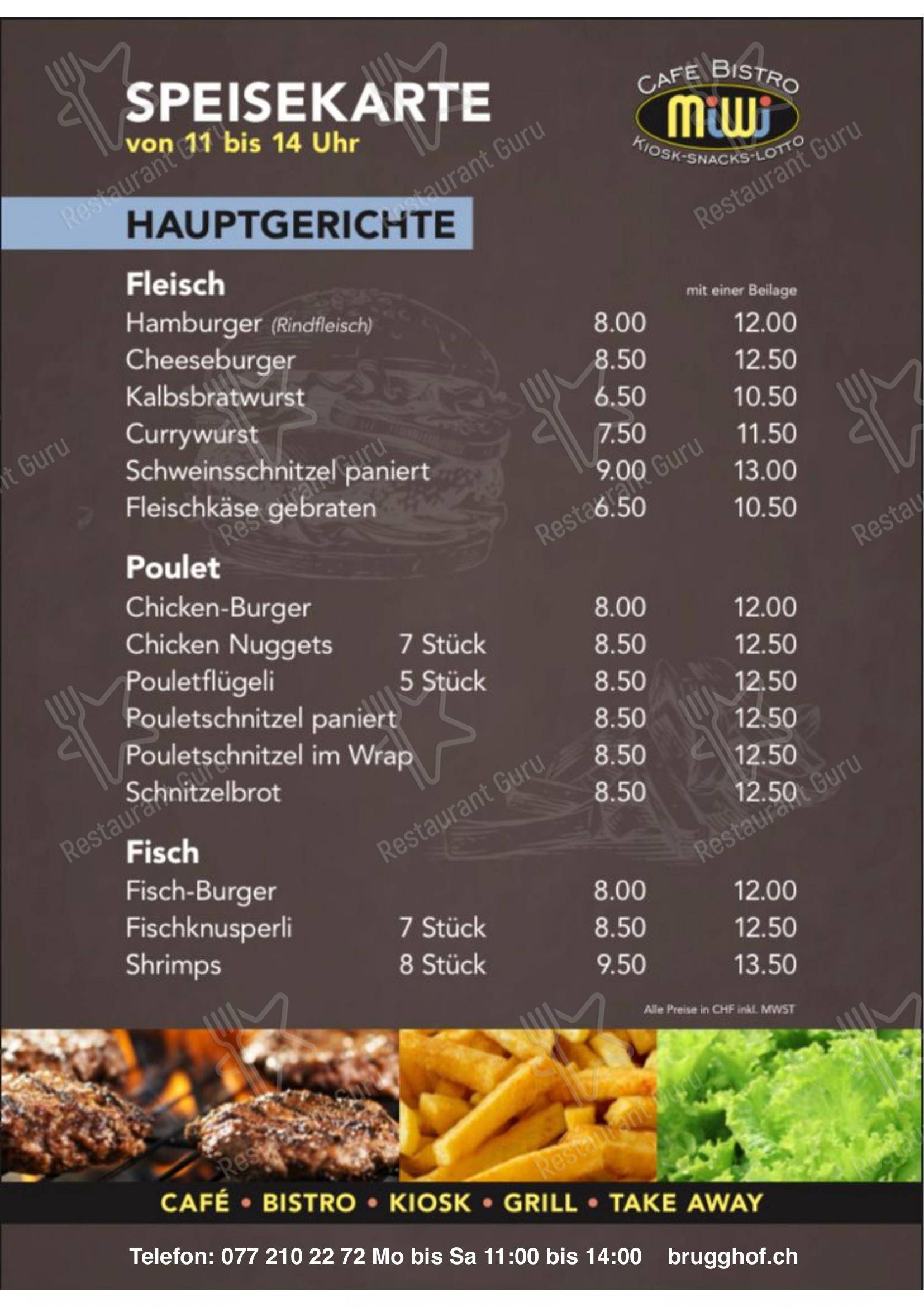 Menu da Cafe Bistro MiWi, Niederurnen