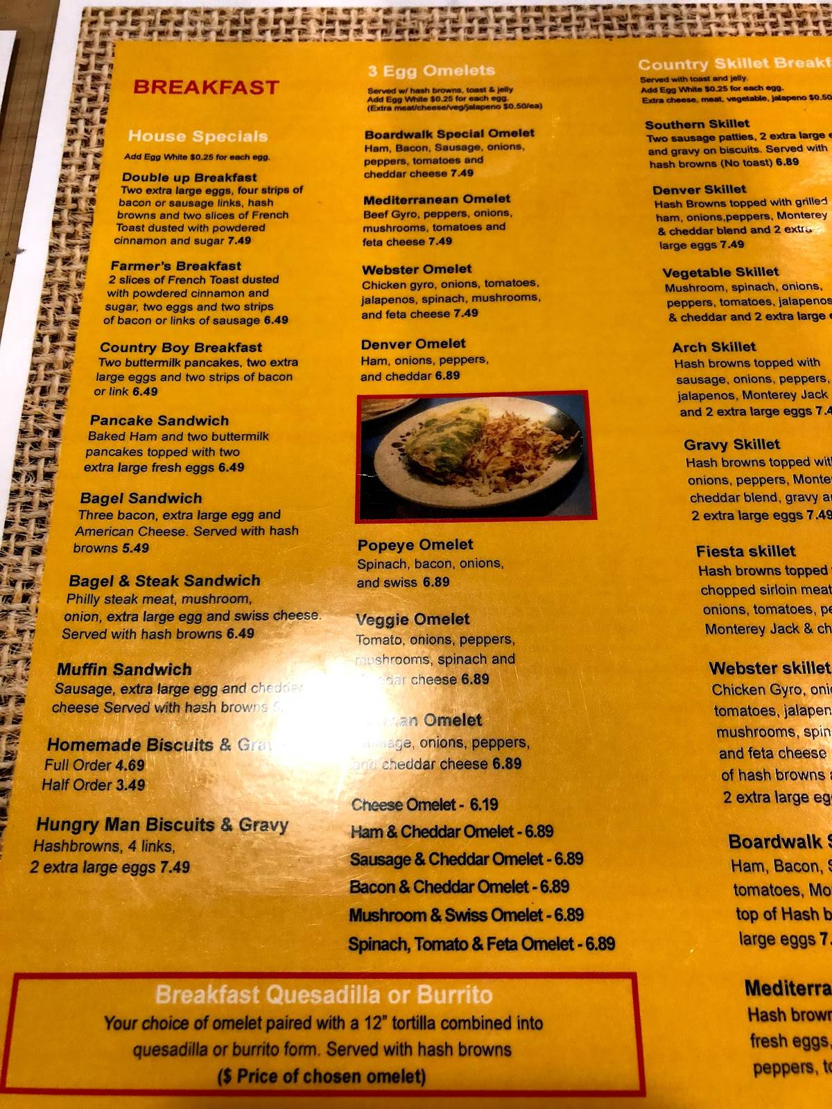 Menu at Boardwalk Cafe, Webster Groves