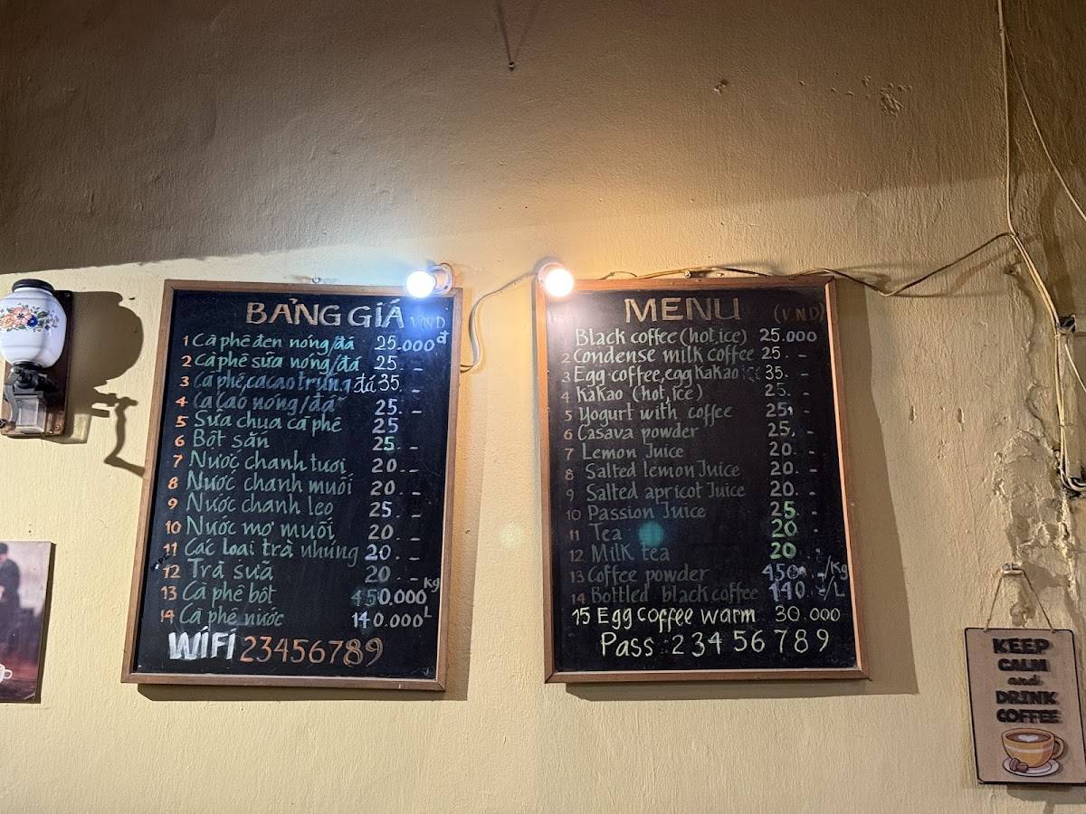 Menu at Cafe Dinh, Hanoi, 13 P. Đinh Tiên Hoàng