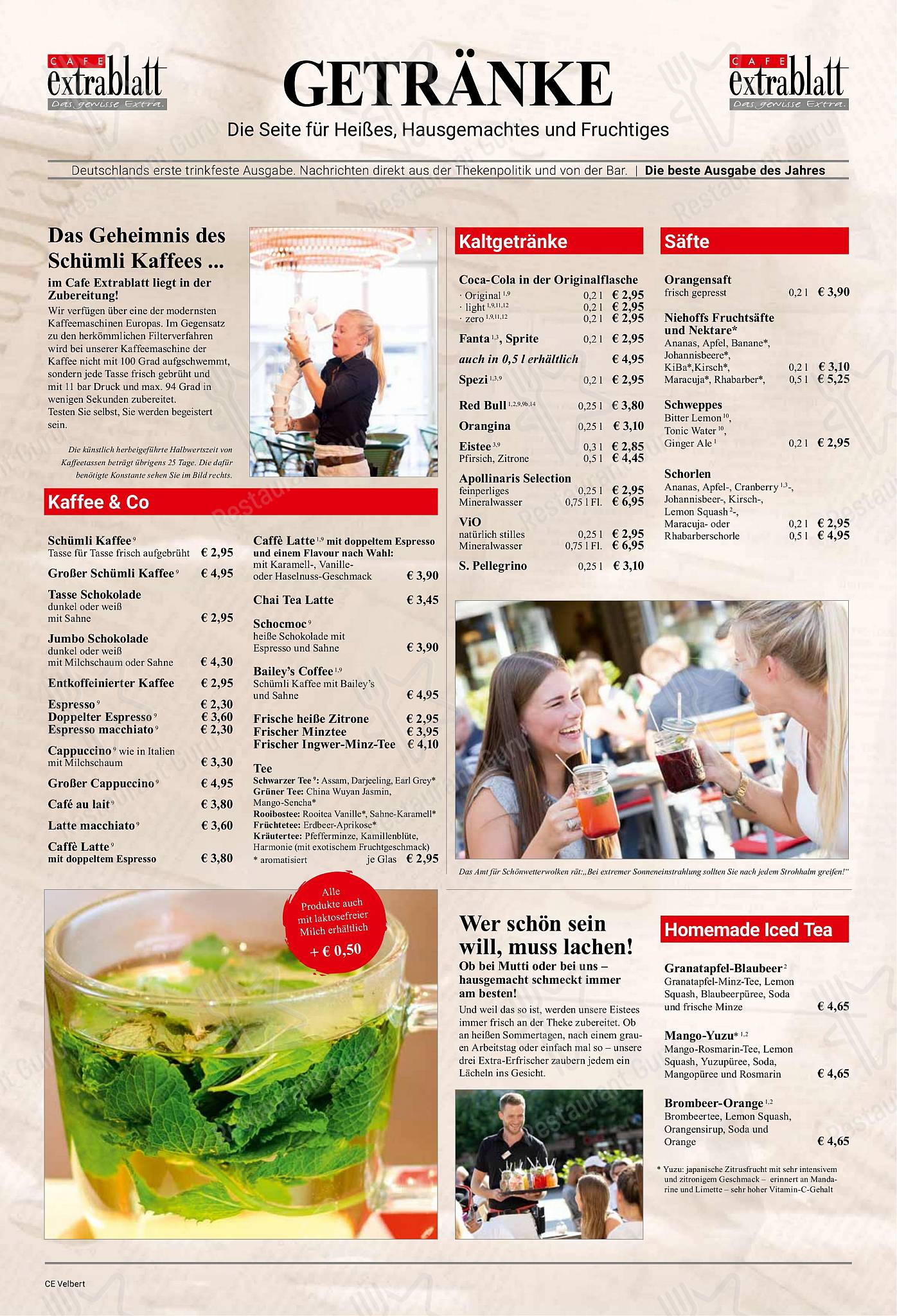 Speisekarte von Café Extrablatt Velbert cafe, Velbert