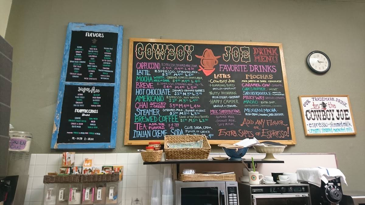 Menu at Cowboy Joe Downtown cafe, Elko