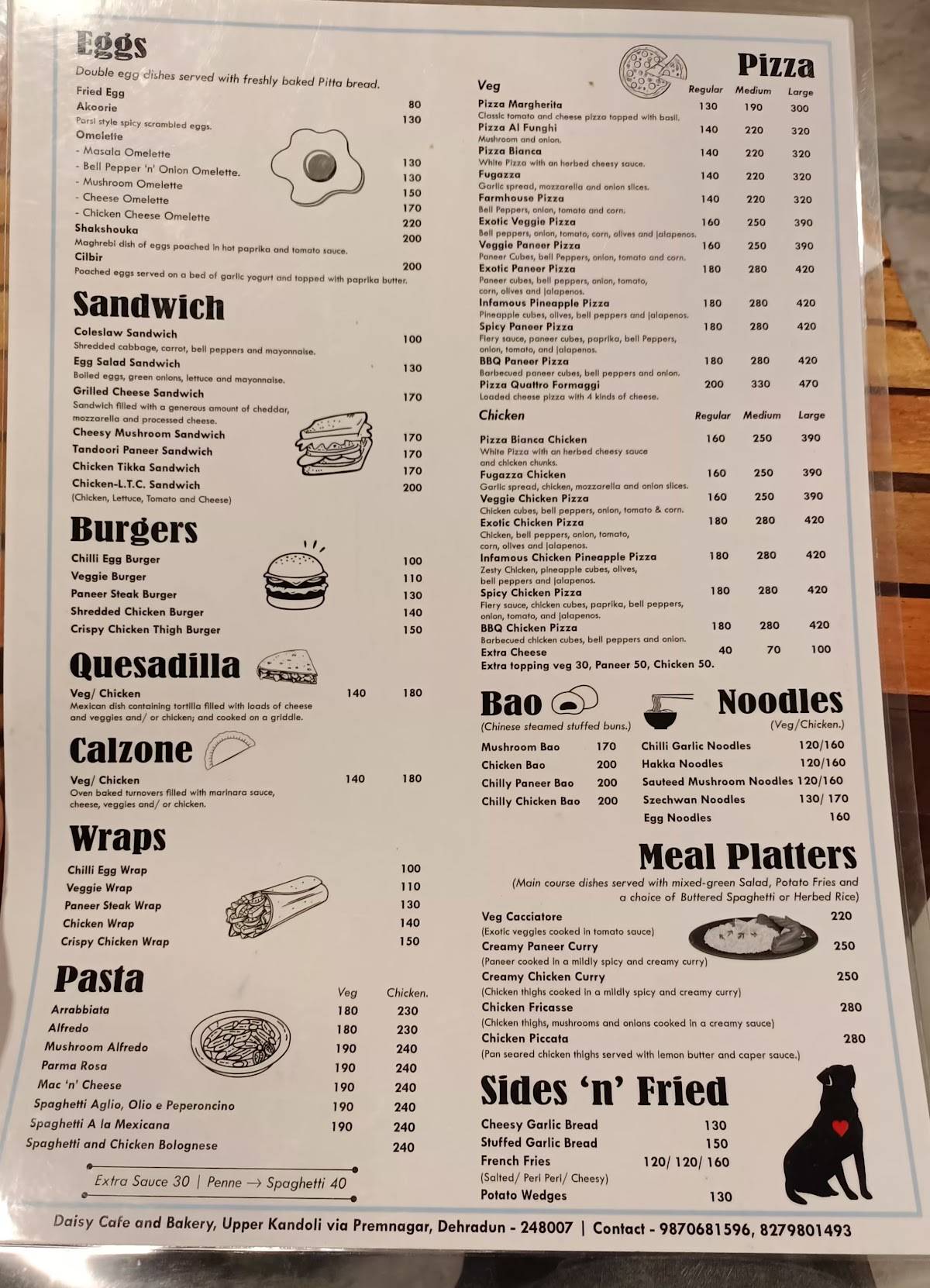 Menu at Daisy Cafe and Bakery, Bidholi