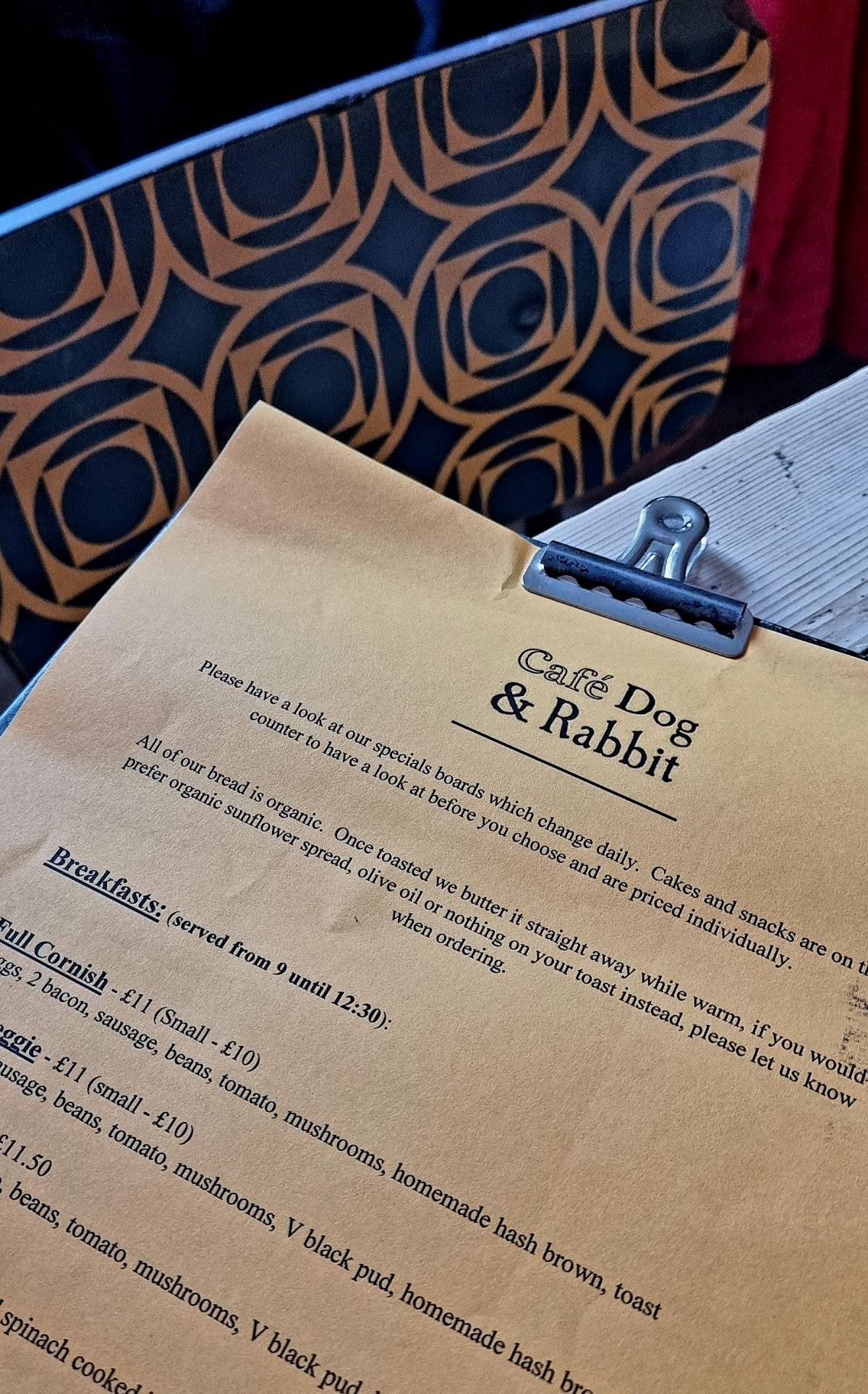 Menu at Cafe Dog & Rabbit, Pendeen