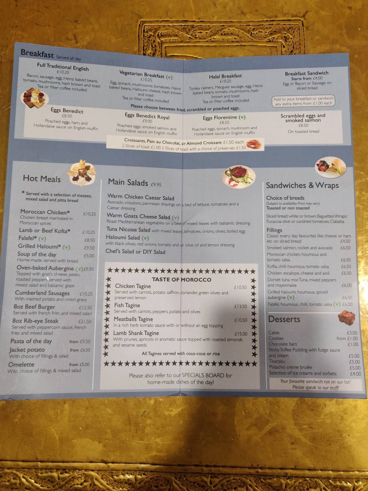 Menu at Dorset Brasserie restaurant, London