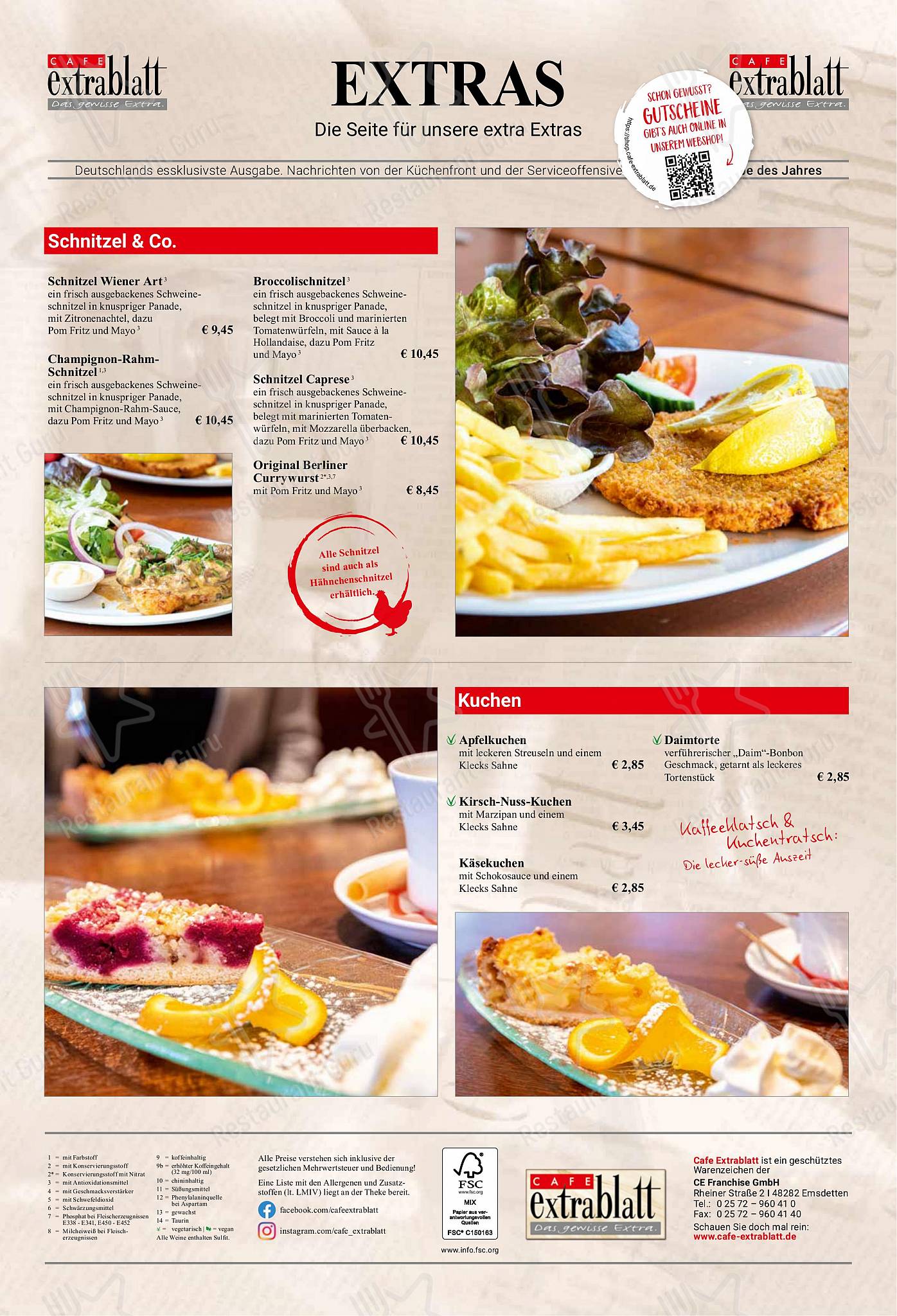 Speisekarte von Café Extrablatt Velbert cafe, Velbert