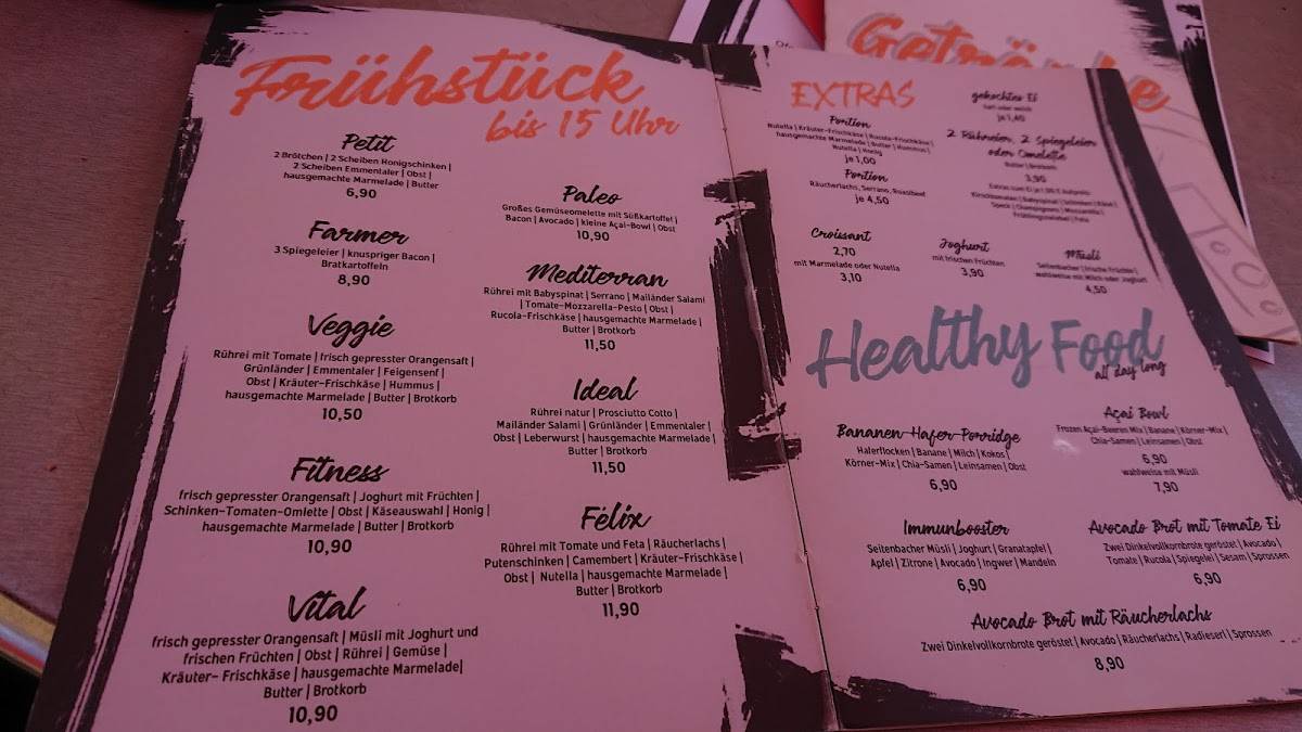 Speisekarte von Cafe Felix, Regensburg