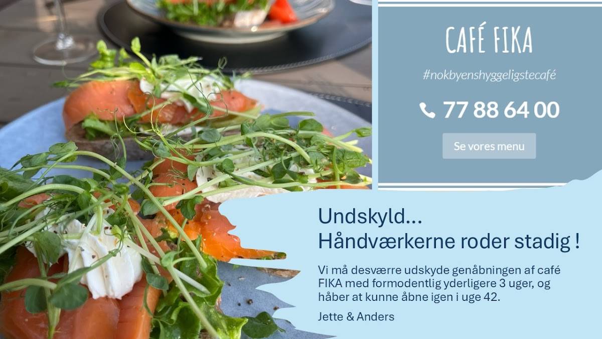 Menu at Café Fika cafe, Sønderborg
