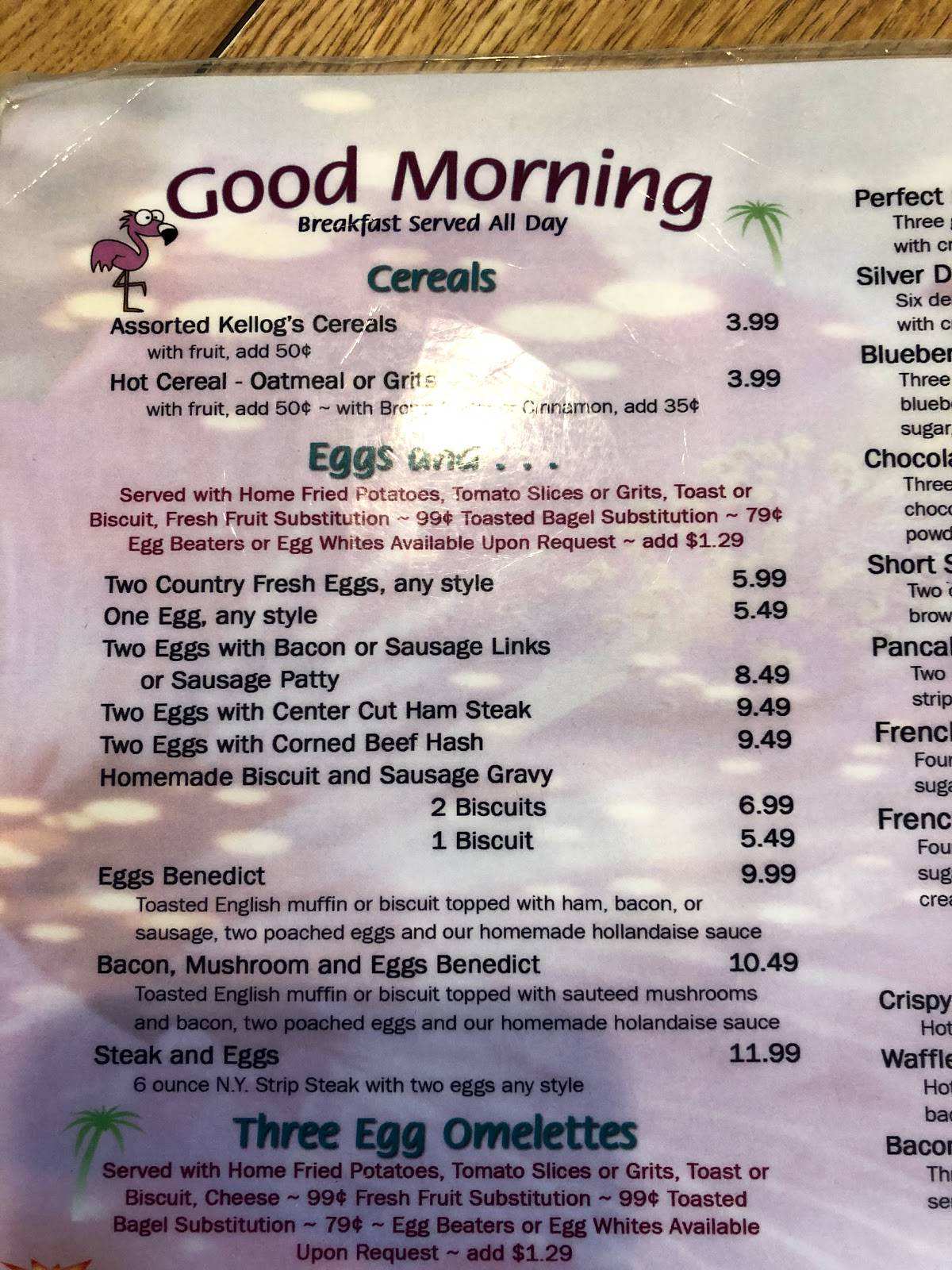Menu at Flamingo Cafe, Palm Beach Gardens, PGA Boulevard